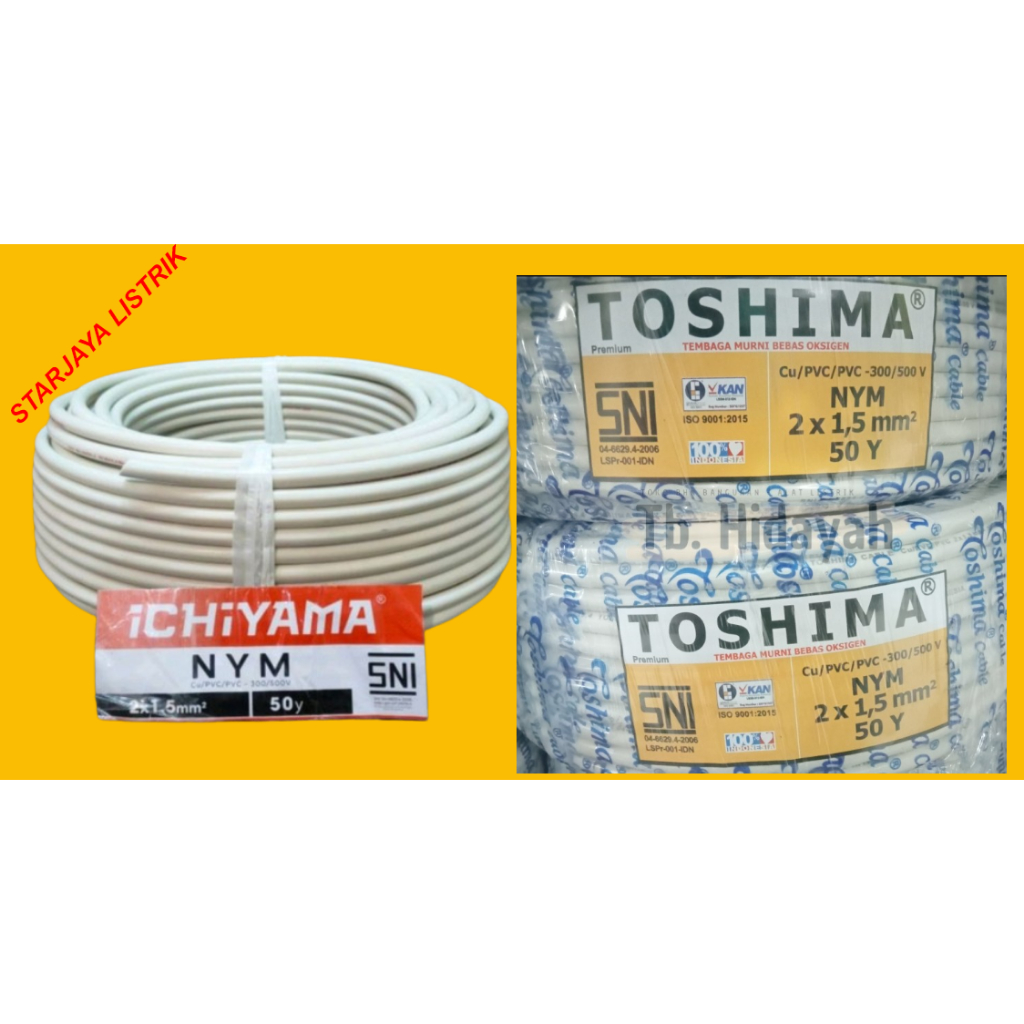 Jual NYM ICHIYAMA, TOSHIMA Dan MIYAZAKI Kabel Listrik Tembaga Asli Isi 2 , 2X1,5 1 Roll Panjang ...