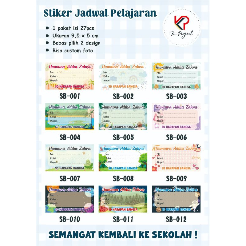 Jual Sticker Nama Buku Pelajaran dan Sticker Jadwal Pelajaran | Shopee ...
