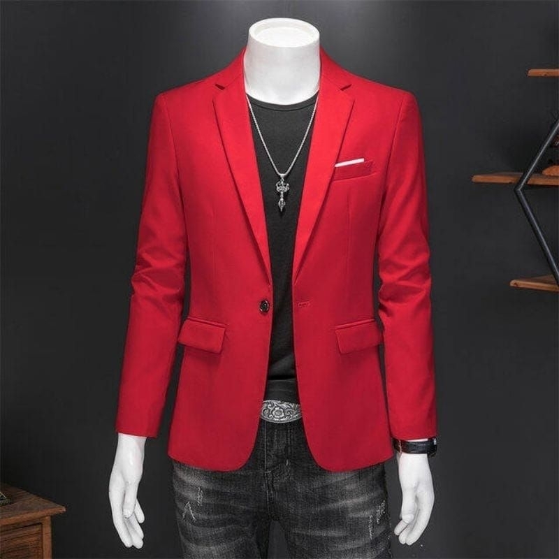 Jual jas blazer pria warna merah/setelan jas pria merah cabe | Shopee ...