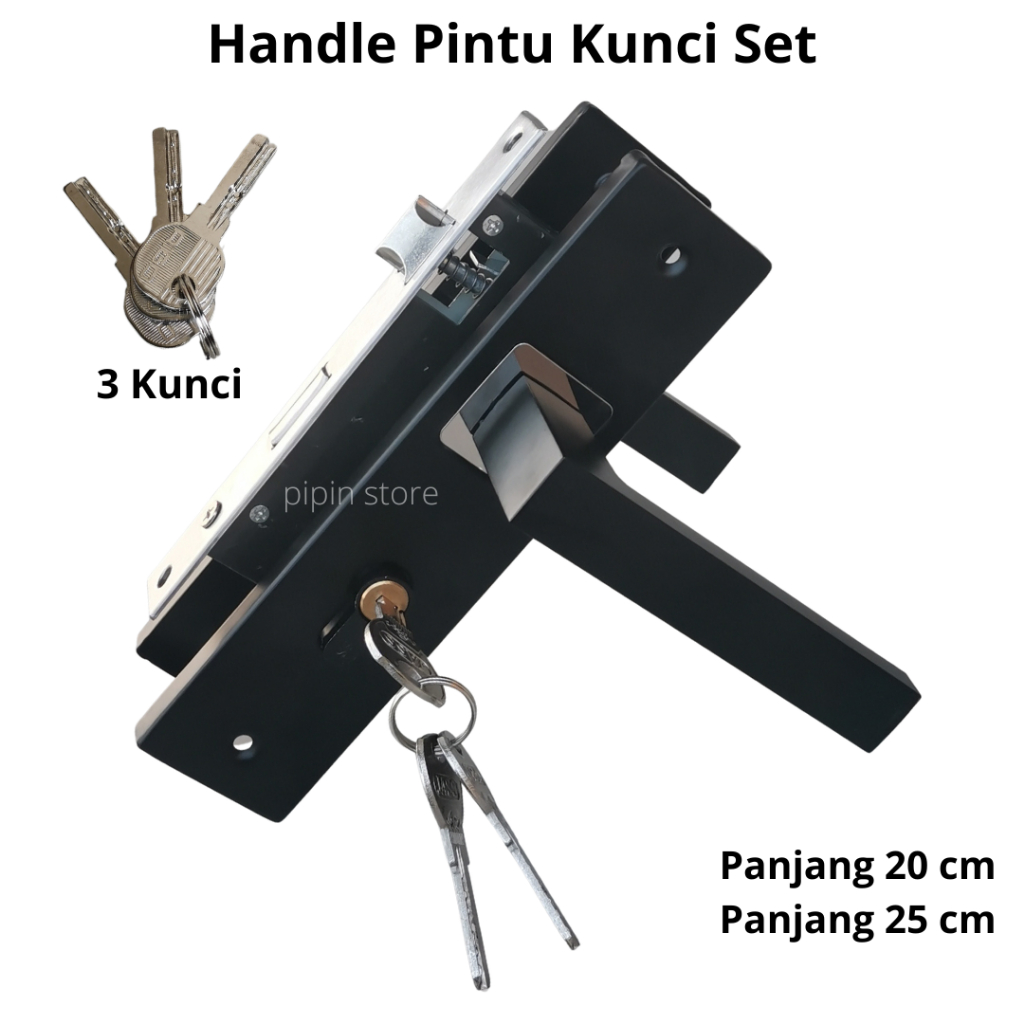Jual Handle Set Kunci Pintu Hitam Ring Silver Minimalis Ukuran Besar 25 ...