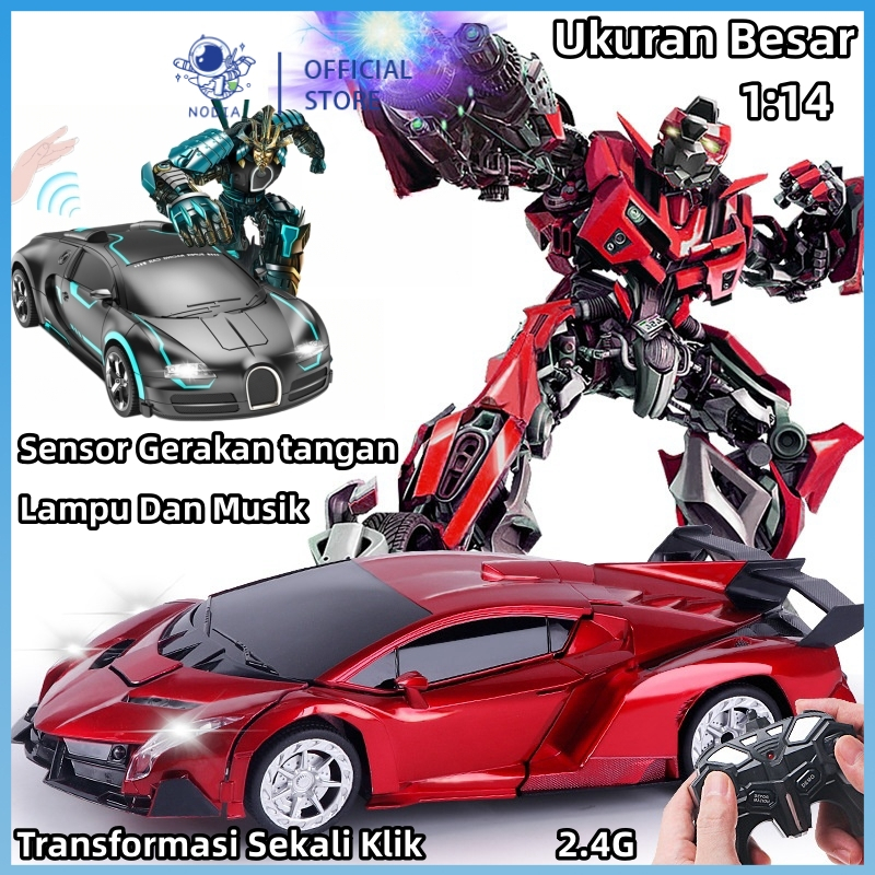 Jual NODIA Mainan Mobil Remote Control Transforming Robot Dengan Lampu ...