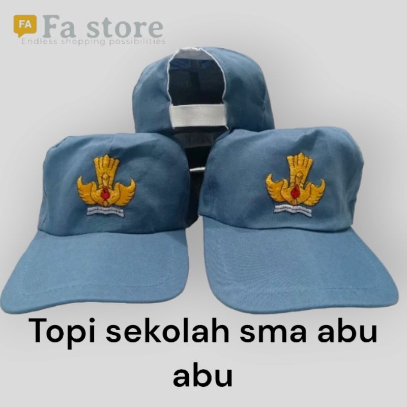Jual topi seragam sekolah SMA abu abu|topi perlengkapan sekolah SMA ...