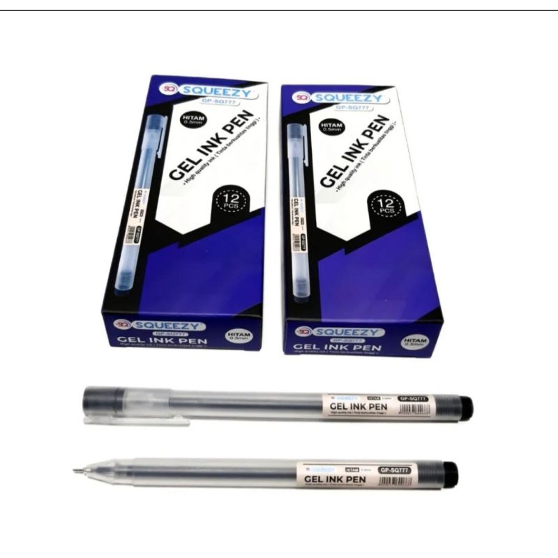 Jual Pulpen Gel Squeezy Gel Pen Hitam GP-SQ777(1pak isi 12pcs) | Shopee ...