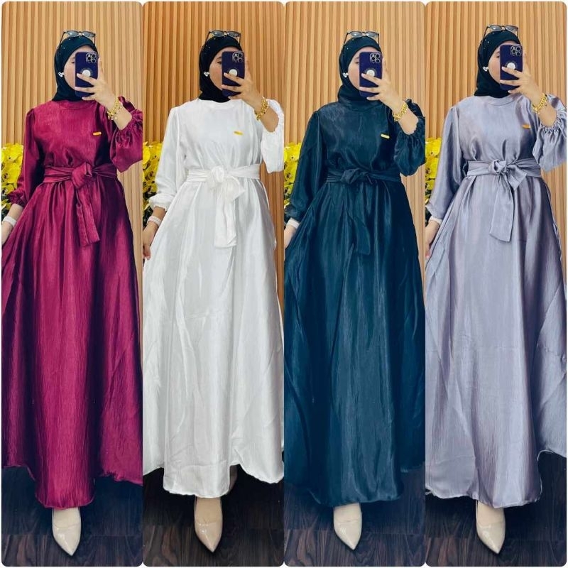 Jual GAMIS WANITA FASHION MUSLIM SIMPEL POLOS TERBARU BAHAN SHIMMER ...