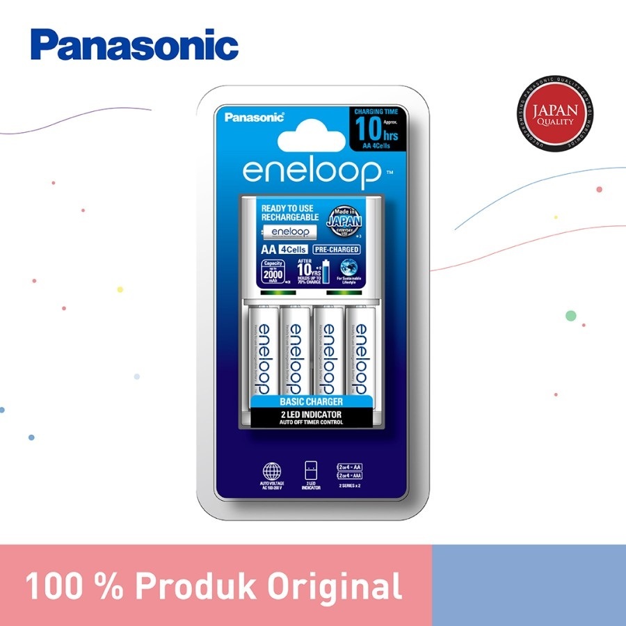 Jual Panasonic Eneloop Charger Kit + 4Pcs Battery Eneloop Rechargeable ...