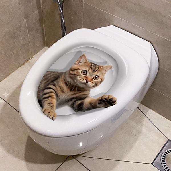 Jual stiker kucing 3d tutup toilet cat toilet sticker aar016(2e3 ...