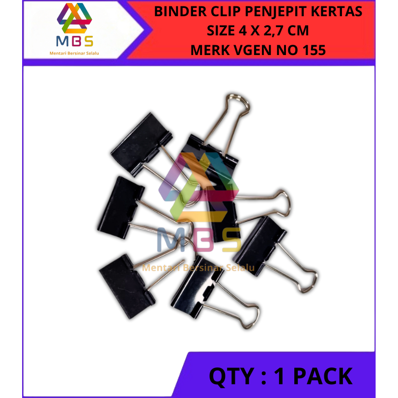 Jual BINDER CLIP PENJEPIT KERTAS SIZE 4 X 2,7 CM MERK VGEN NO 155 KLIP ...