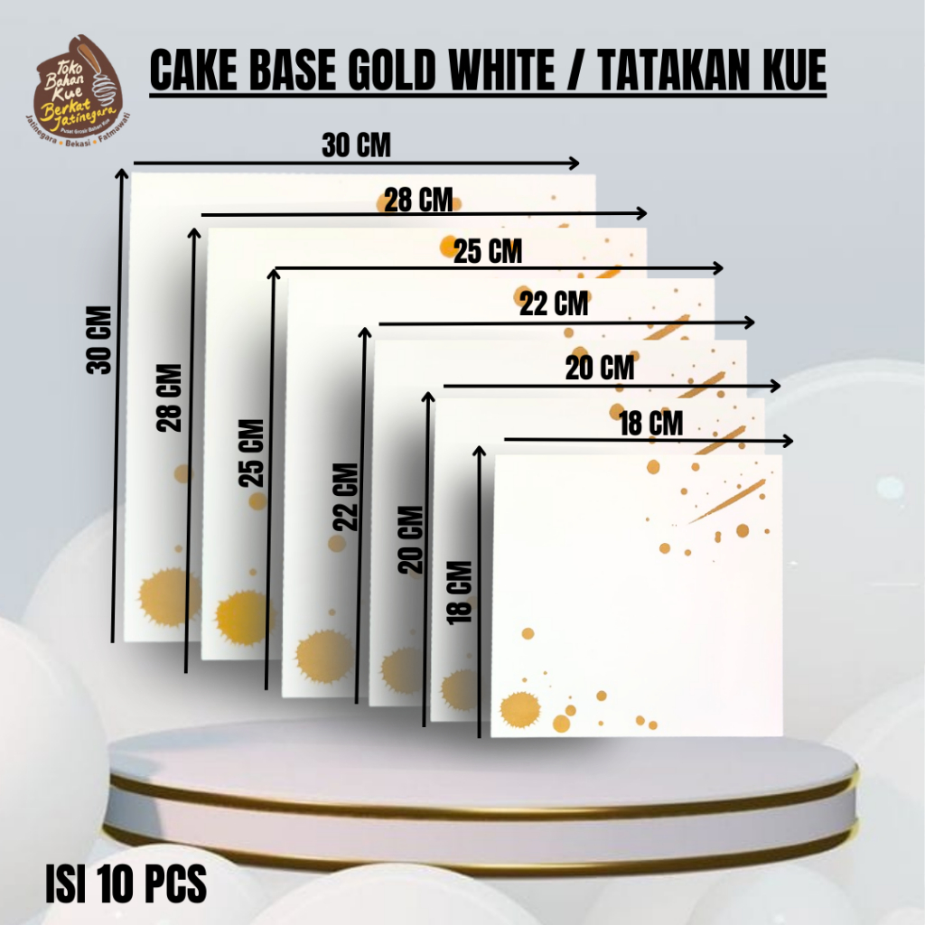 Jual TATAKAN KUE CAKE BASES GOLD WHITE / ALAS KUE ULANGTAHUN KOTAK ...
