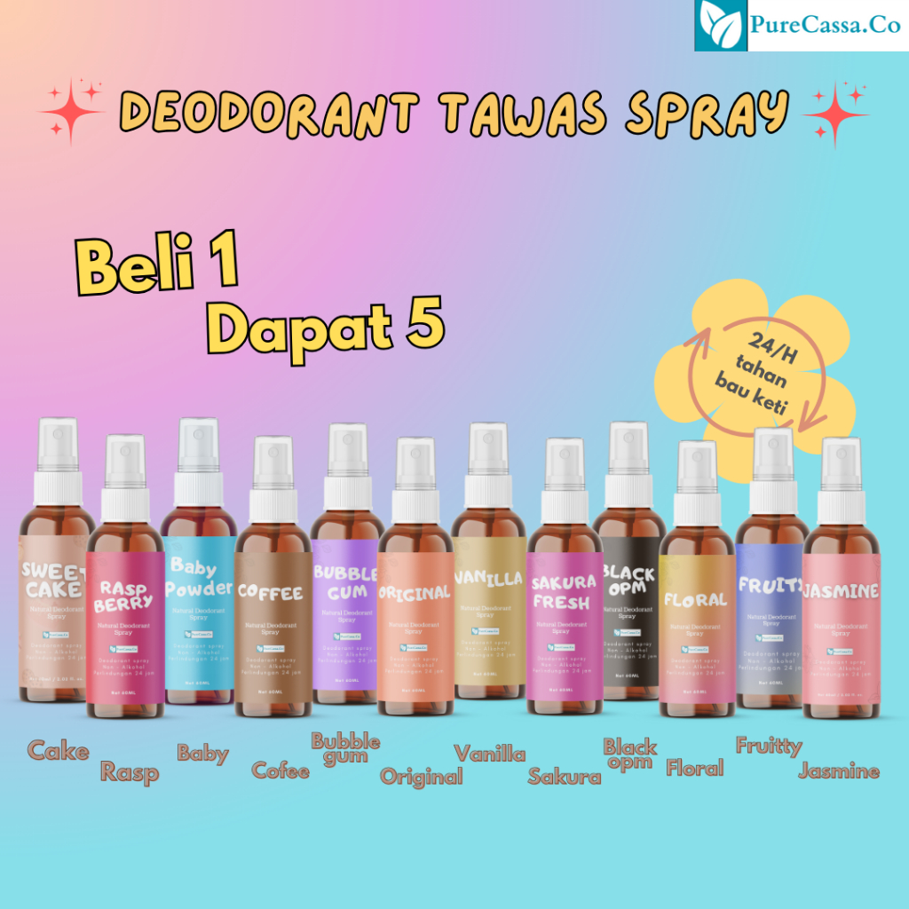 Jual Paket isi 5 | DEODORANT NATURAL SPRAY TAWAS 60ml | Organik | Non ...