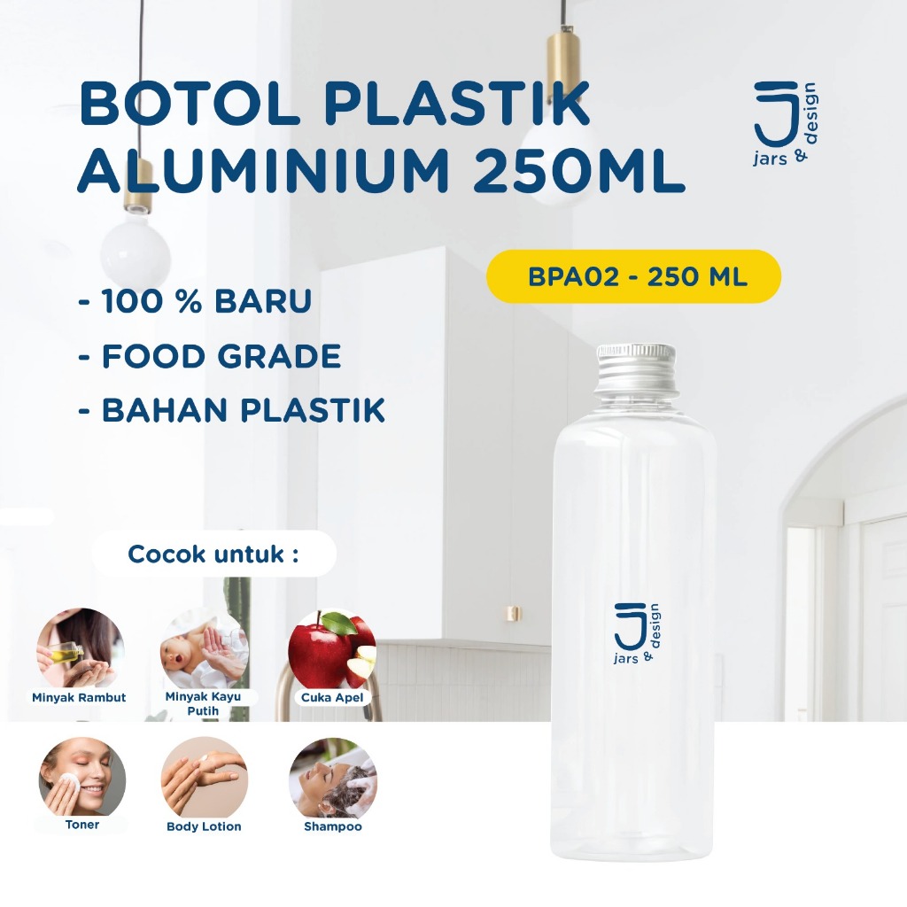 Jual BPA02 - Botol Plastik 250ml Tutup Ulir Alumunium Silver Neck | Shopee Indonesia