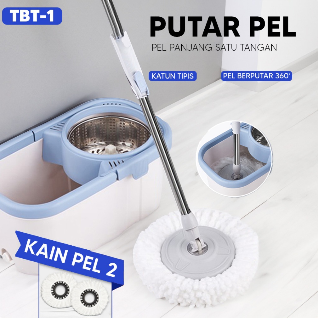 Jual Alat Pel Lantai Set Stainless Mop Dengan Ember Pencuci Putar ...
