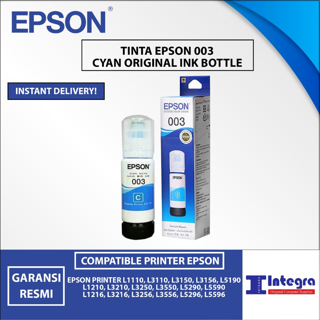 Jual Tinta Epson 003 Cyan Original Ink Bottle 65 ml –Tinta Printer ...