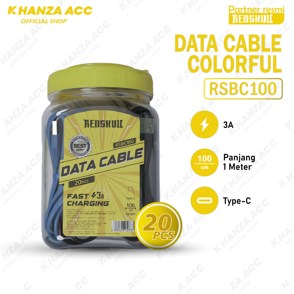 Jual KHANZAACC REDSKULL RSBC100 Kabel Data Type C ( 1 Toples Isi 20 Pcs ...