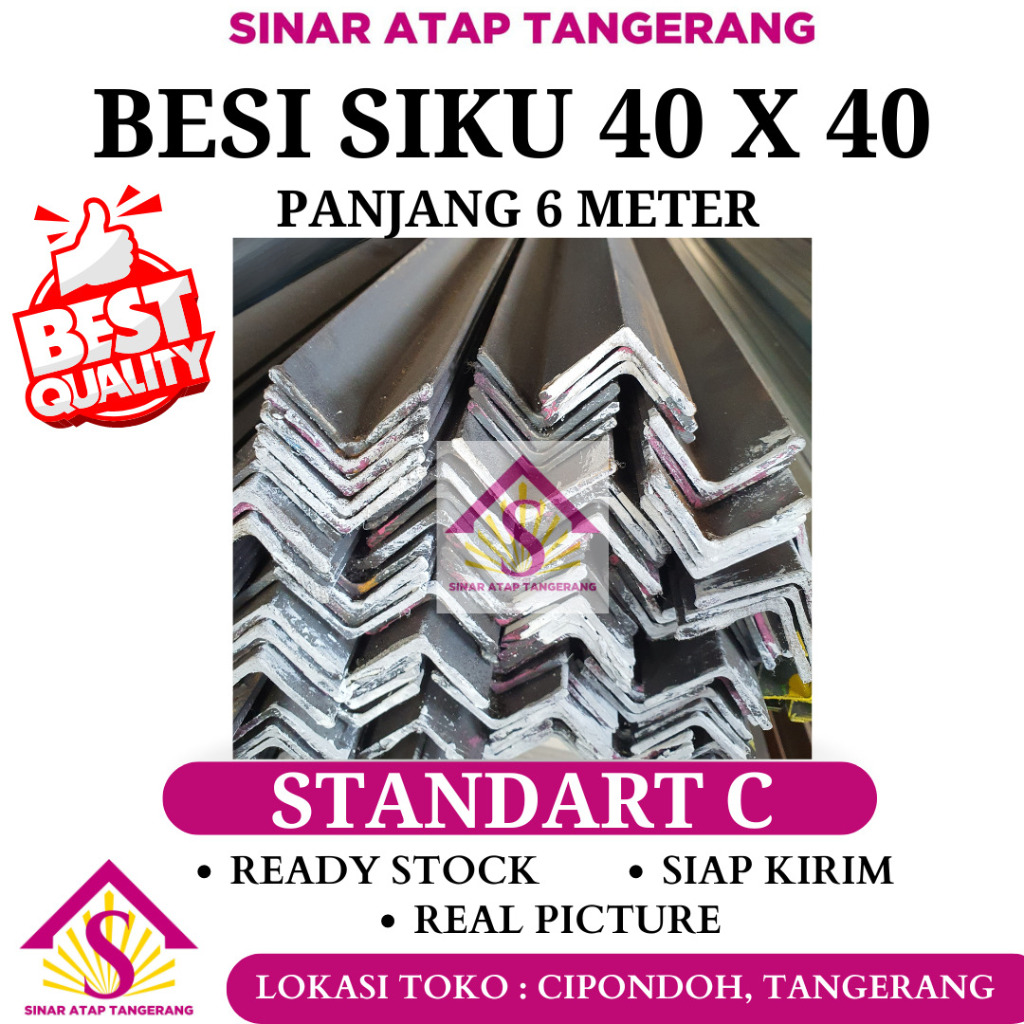 Jual BESI SIKU 40 x 40 ( Lebar 3.8 cm tebal 2 mm) panjang 6 Meter ...