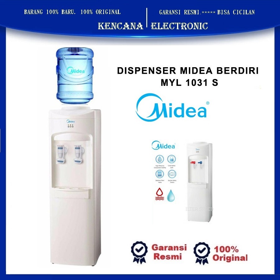 Jual MIDEA MYL-1031S Dispenser galon atas -stainless steel -child safety lock-Kompresor | Shopee ...