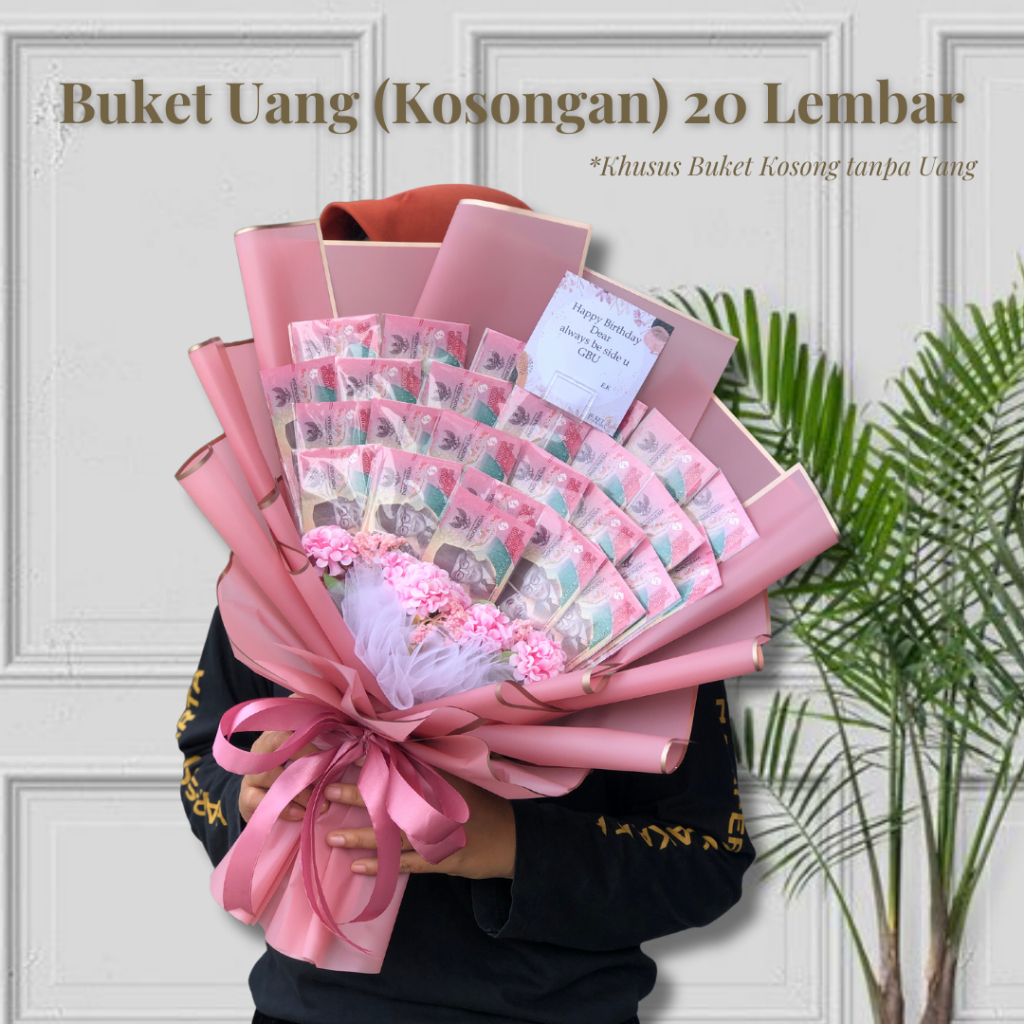 Jual Buket uang kosong 20 lembar kado ulang tahun wisuda free kartu ...