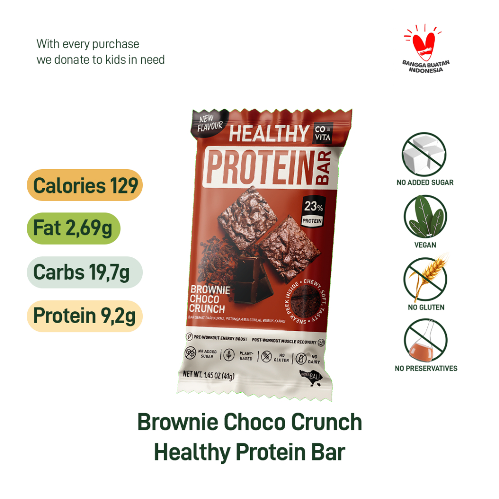 Jual Covita Healthy Protein Bar - Brownie Choco Crunch - Snack Sehat ...