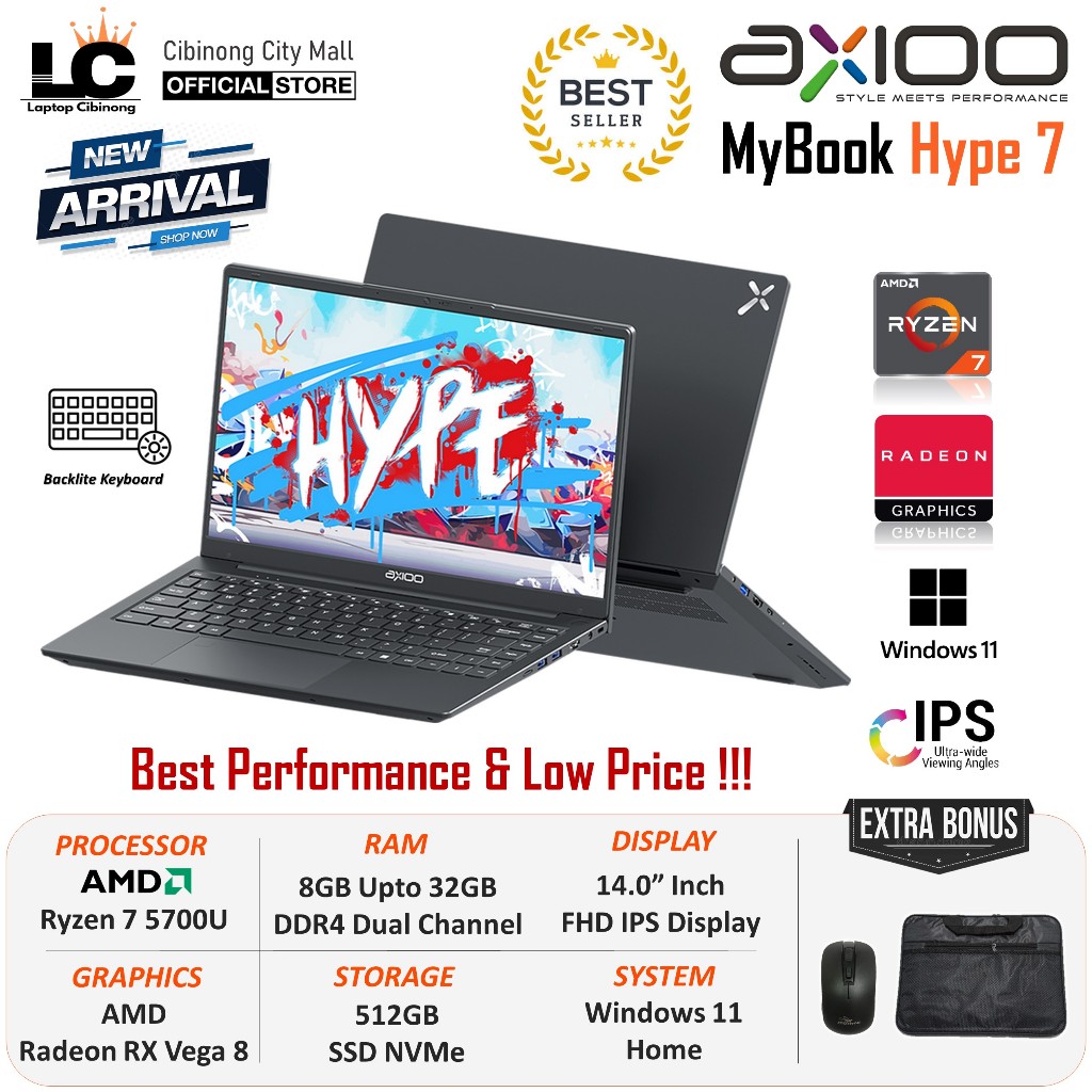 Jual Laptop Terbaru Axioo Hype 7 / 5 AMD Ryzen 7 5700U 16GB 512GB SSD ...