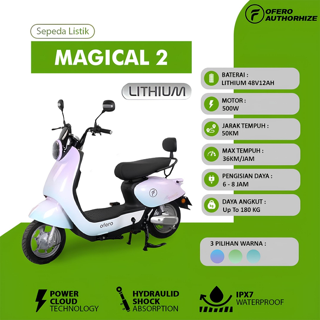 Jual OFFICIAL OFERO Sepeda Listrik New Seri Magical 2 Battery Lithium ...