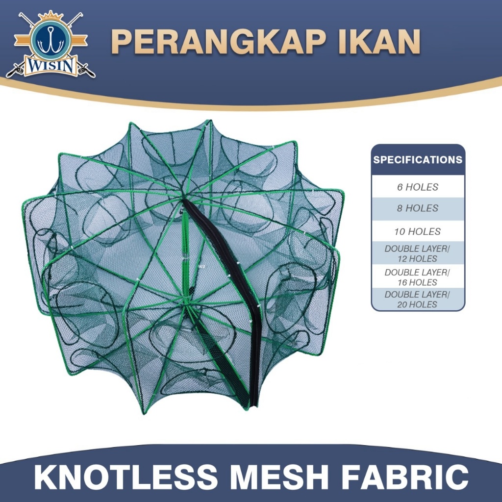 Jual WISIN JARING Perangkap Ikan Bubu Payung Multi Hole (6 Lubang-20 Lubang) Jala Pancing Semua ...