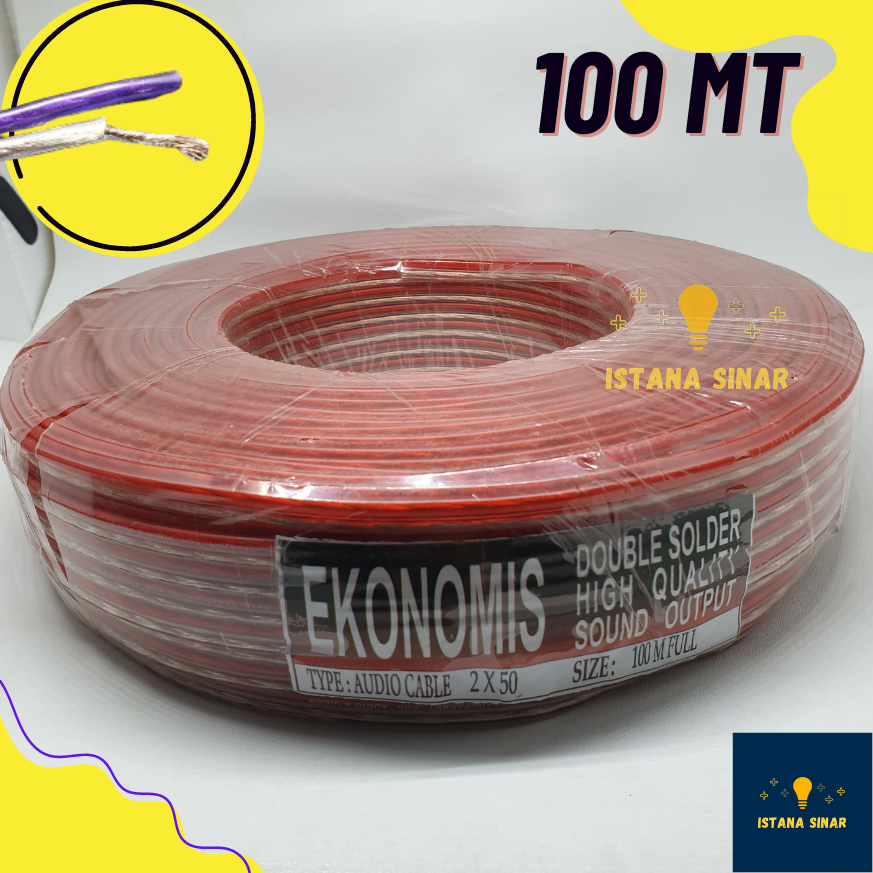 Jual Kabel Listrik Transparan 2 x 50 / 100 meter mt / Kabel Audio / Kabel Serabut 1 Roll / 100 ...