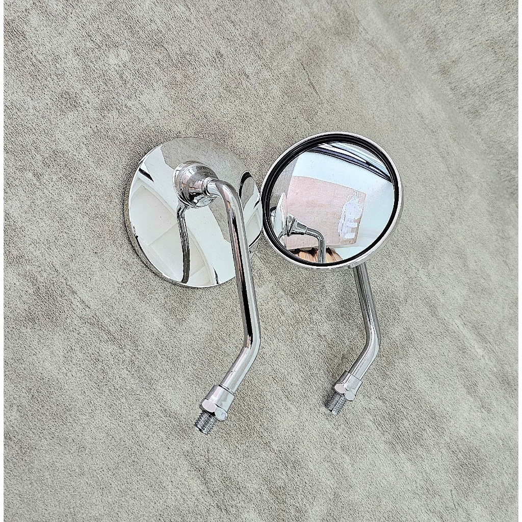 Jual Spion vespa mini tangkai pendek silver chrome kaca datar bulat ...