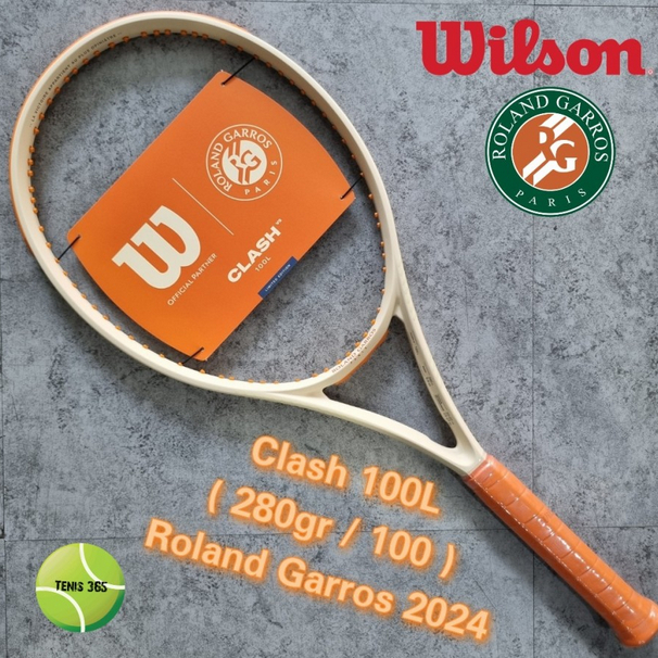 Jual Raket Tenis Wilson Clash 100L V2 Roland Garros 2024 ( 280gr / 100" ) | Shopee Indonesia