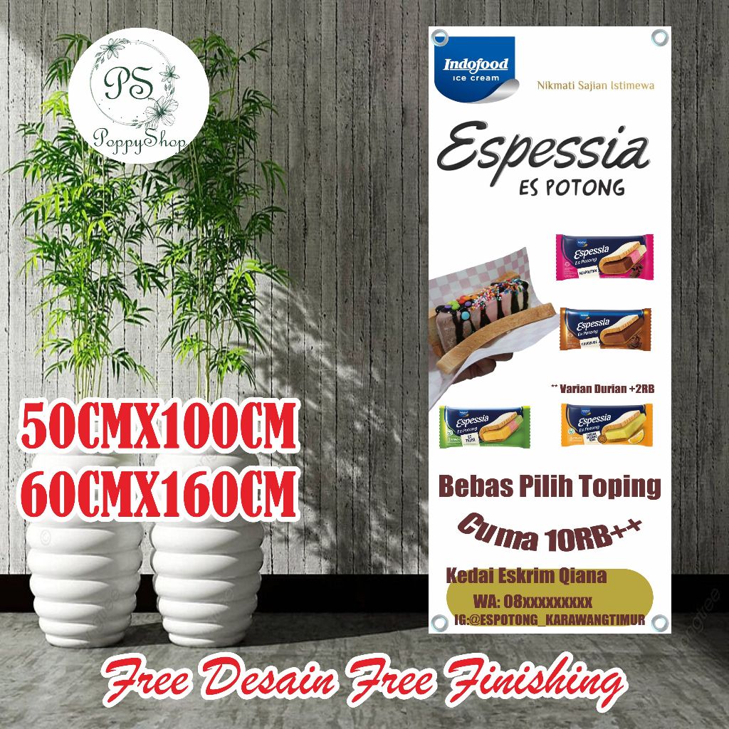 Jual Spanduk Banner 60X160 Espesia Es Potong Custom Desain | Shopee ...