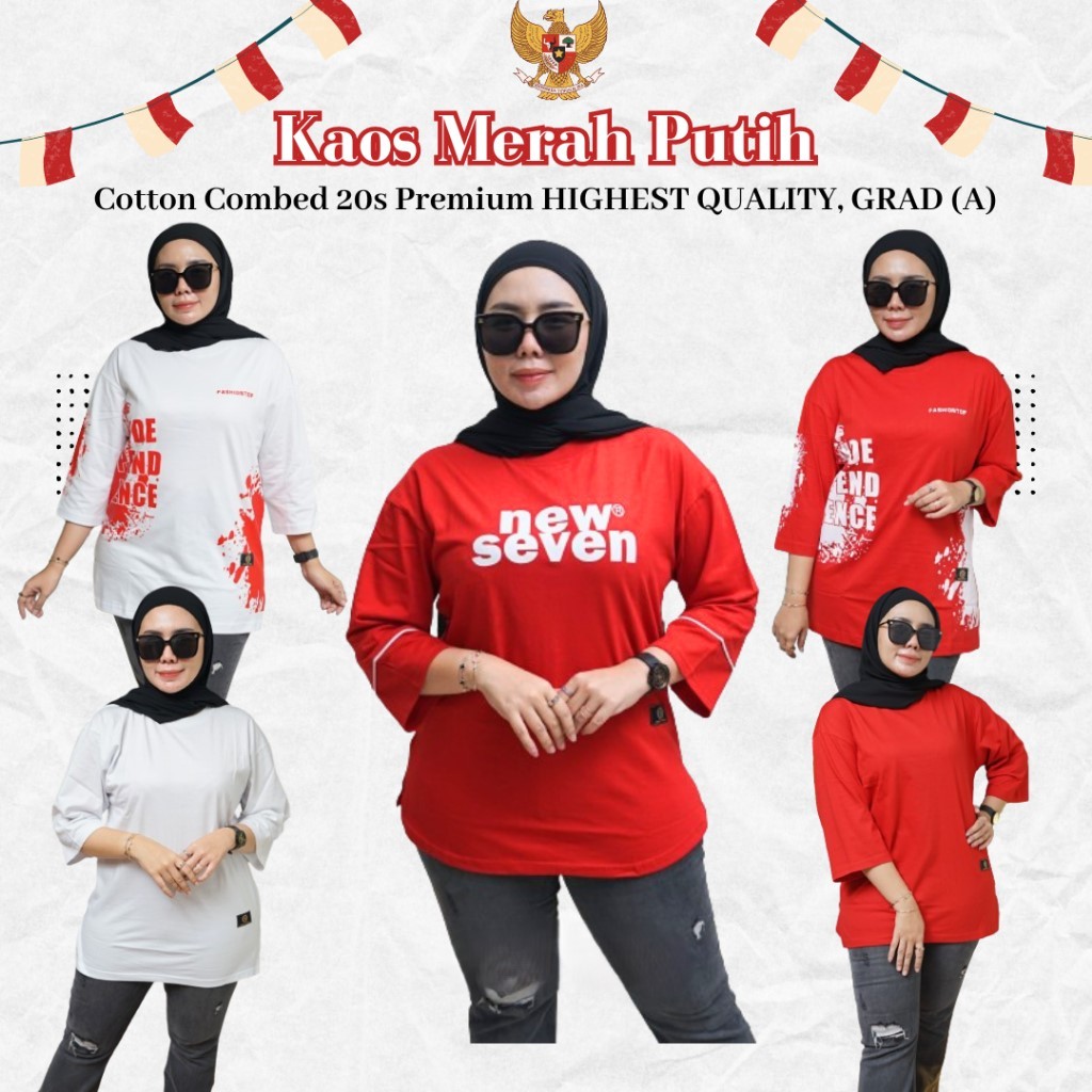 Jual Baju Atasan Wanita Oversize Warna Merah Putih - Kaos Atasan Wanita ...