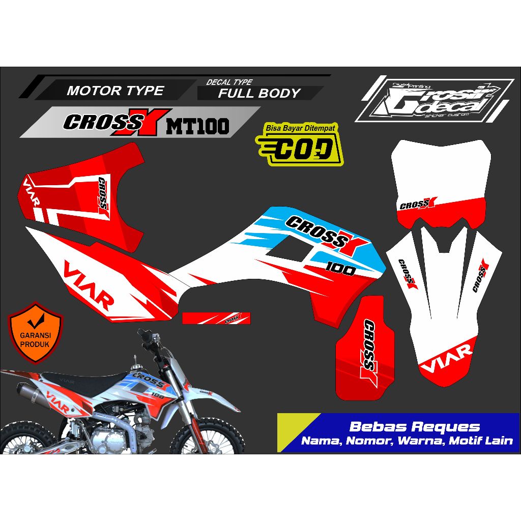 Jual Sticker Stiker Mini Trail Viar Cross X 100 New ORI Full Body ...