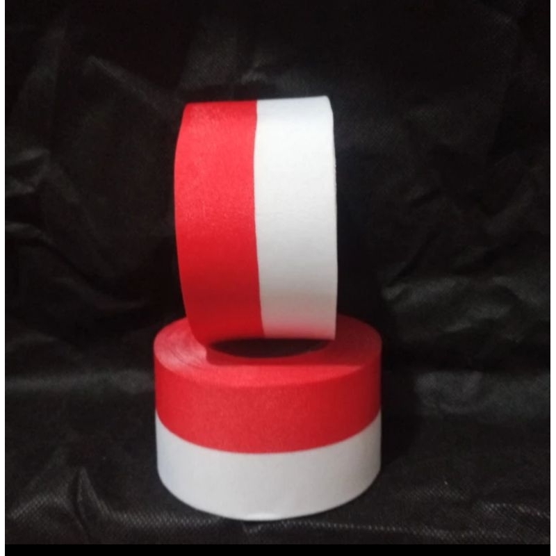 Jual Pita Merah Putih 2 Inchi (5cm) Per Roll / Pita Bendera Merah Putih ...