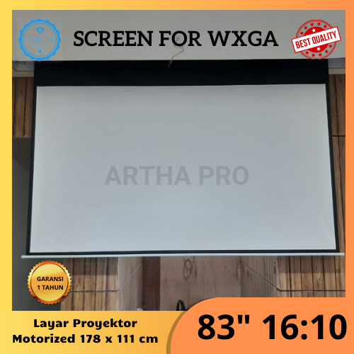 Jual Layar proyektor motorized 83" Rasio 16:10 WXGA - Screen projector ...