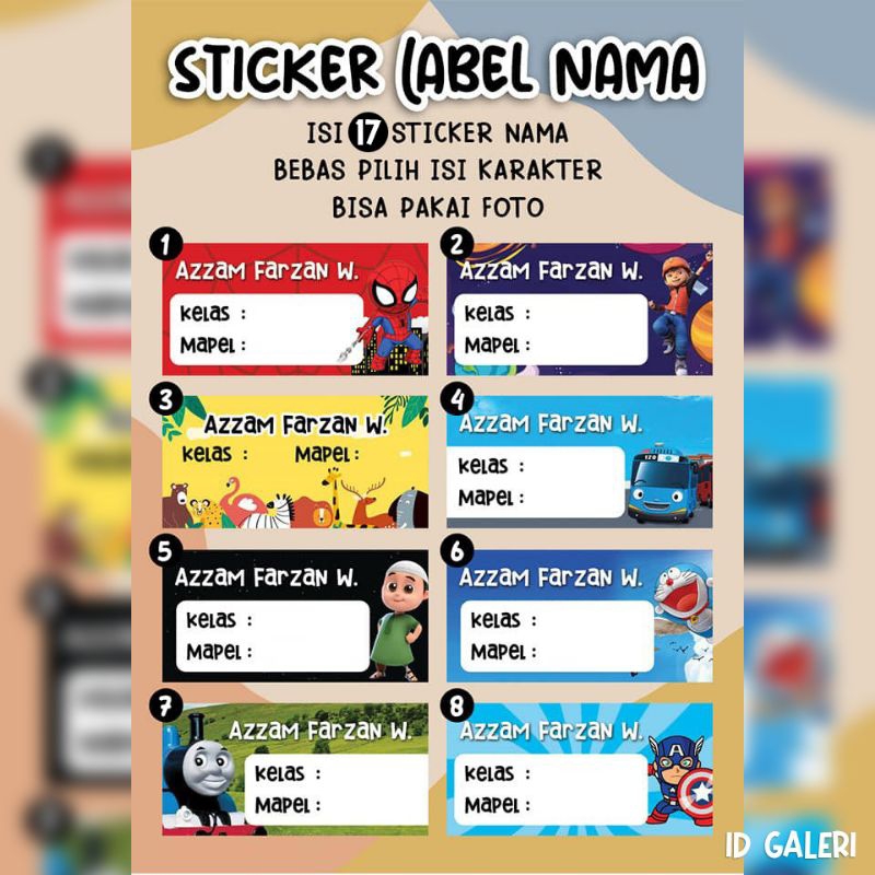 Jual Stiker Label nama | stiker nama buku | Nama custom | stiker nama 1 ...