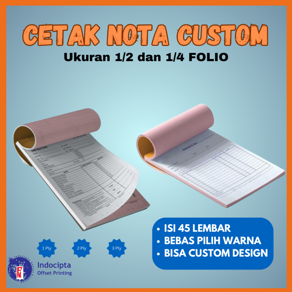 Jual Nota Kwitansi Bon Custom Ukuran A5 (1/2 Folio) dan A6 (1/4 Folio ...