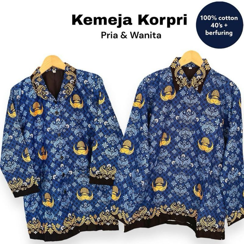 Jual BAJU seragam korpri resmi 2023 pria dan wanitaC40s motif terbaru lapisan furing lengan ...