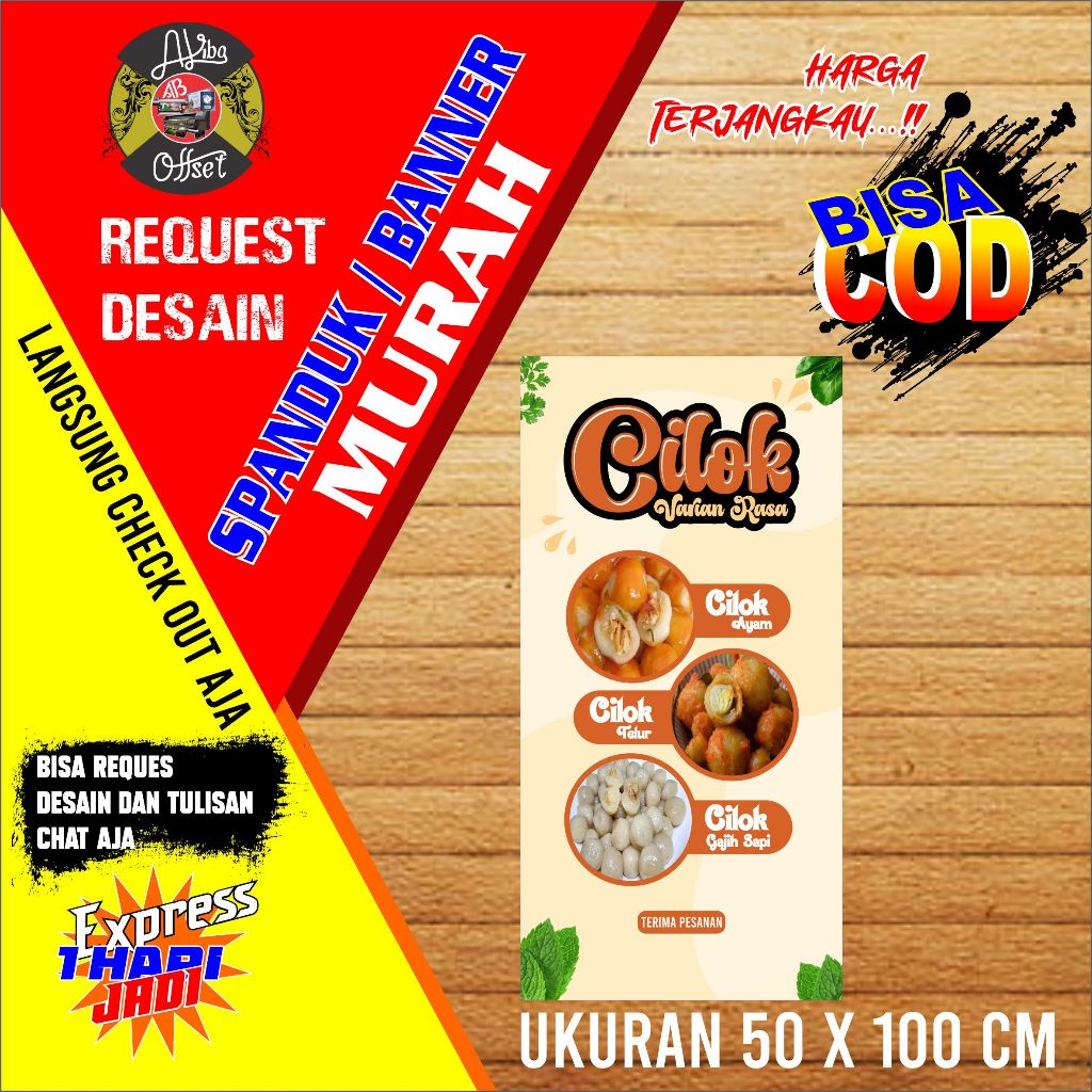 Jual BANNER SPANDUK CUSTOM CILOK 2 UKURAN 50X100CM | Shopee Indonesia