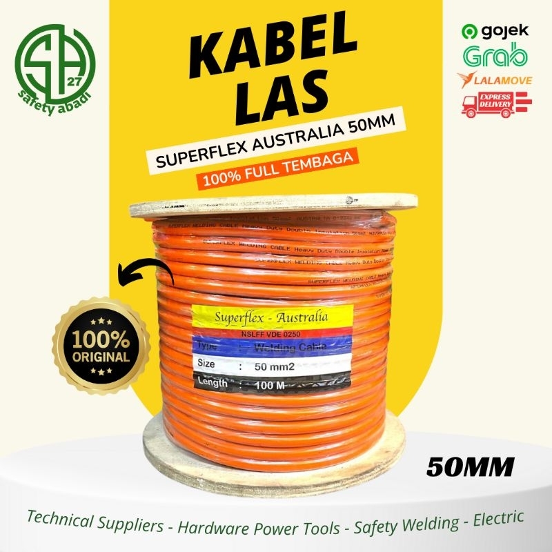 Jual 50mm Kabel Las Superflex Australia Full Tembaga / Welding Cable ...
