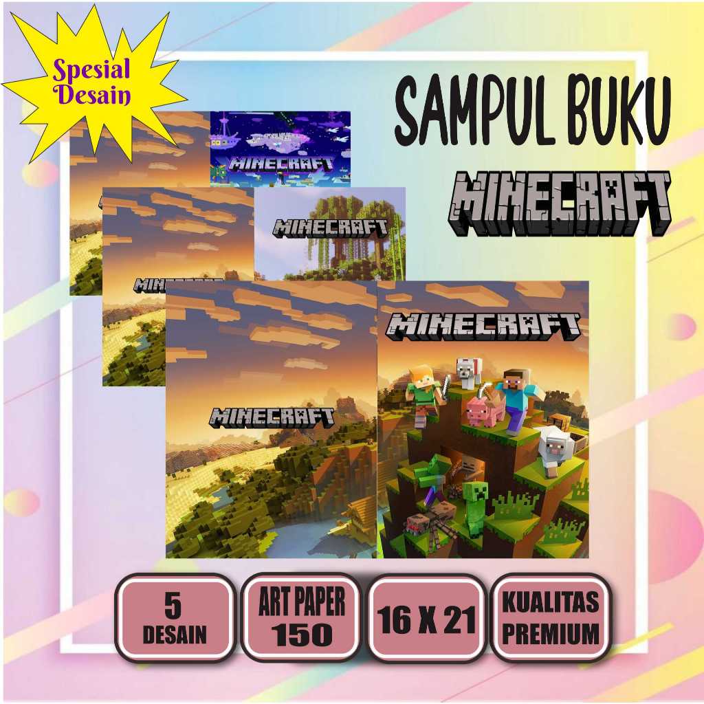 Jual (5pcs) SAMPUL BUKU MINECRAFT UNTUK BUKU SEKOLAH | Shopee Indonesia