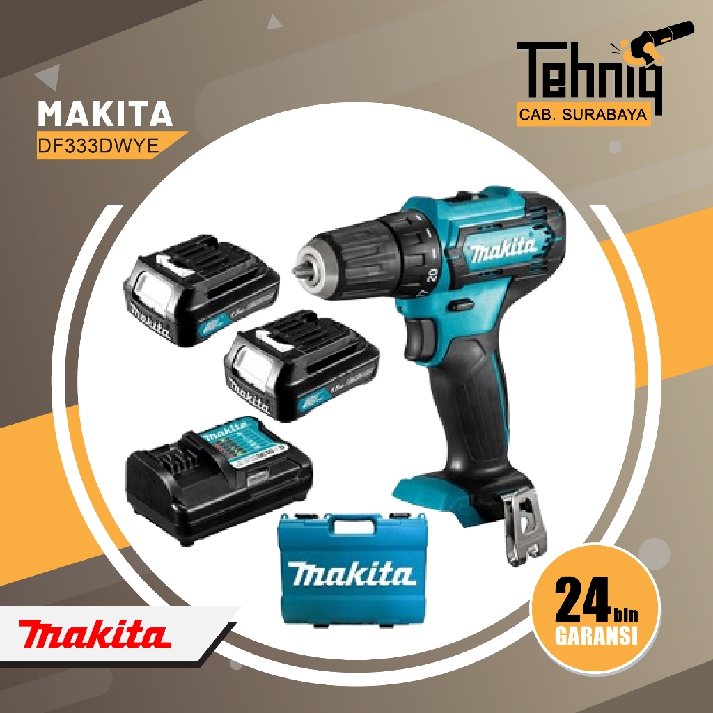Jual MAKITA DF333DWYE Cordless Driver Drill 12 Volt Mesin bor baterai ...