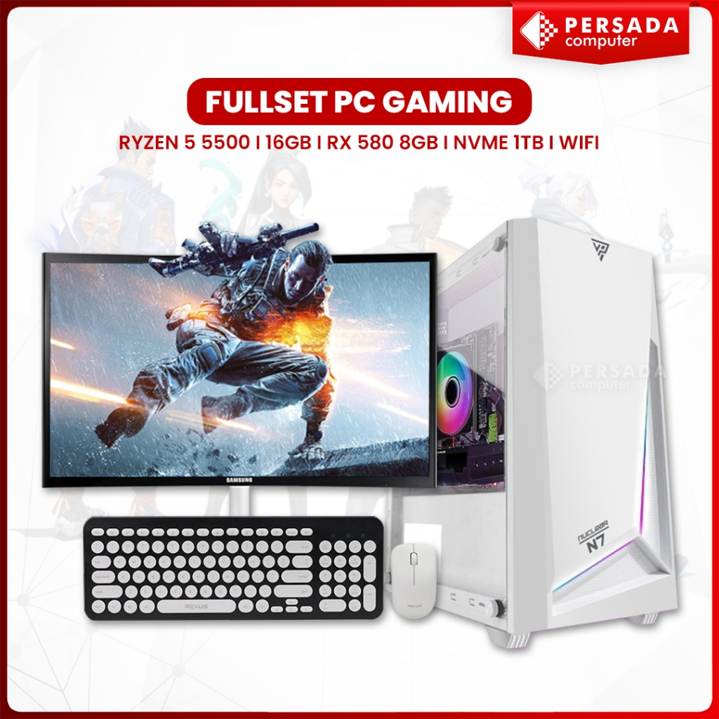 Jual FULLSET PC GAMING RYZEN 5 5500 I 16GB I RX 580 8GB I NVME 256GB I ...