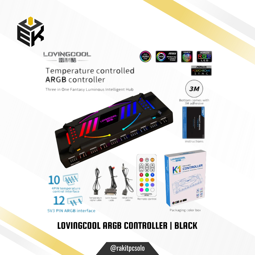 Jual ARGB Controller Plus Remote 10X PWM 12X ARGB Port Merk Lovingcool K1 | Shopee Indonesia