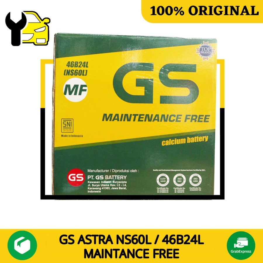 Jual Aki Mobil GS ASTRA MF NS60L 46B24L Aki Kering 45Ah 12V GOJEK GRAB | Shopee Indonesia