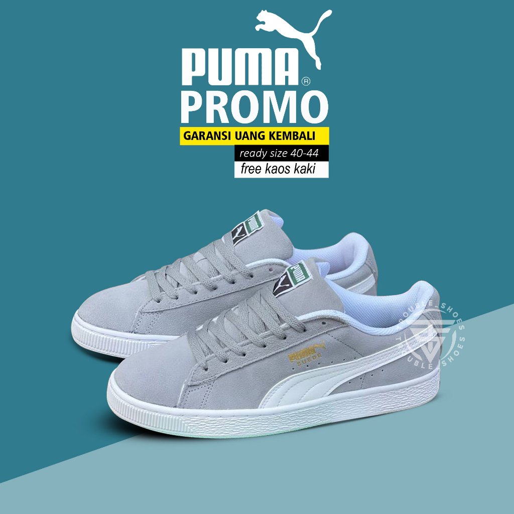 Jual Sepatu Sneakers Pum4_ Suede Klasik Grey Sneaker Swede Pria Hitam Putih Premium Classic ...