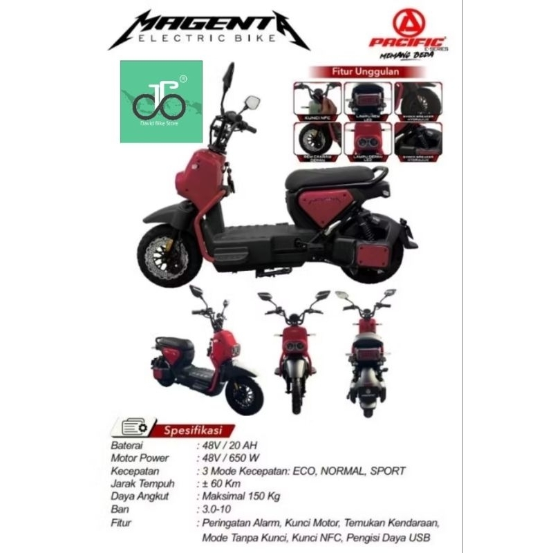 Jual Sepeda Listrik Pacific MAGENTA TERBARU | Shopee Indonesia