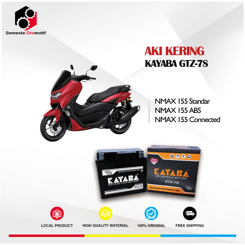 Jual Aki Motor NMAX KAYABA GTZ7S 12V 7Ah Aki Kering Original Free ...