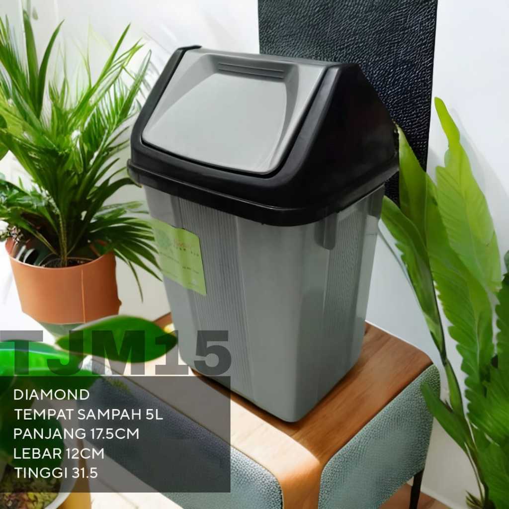 Jual [DIAMOND] TEMPAT SAMPAH 5L TEMPAT SAMPAH PLASTIK TUTUP GOYANG UKURAN 5L | Shopee Indonesia