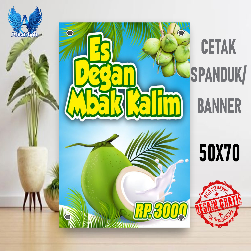 Jual Cetak Banner Cetak Spanduk ES DEGAN 50X70 & 150X75 CM BISA REQUEST ...