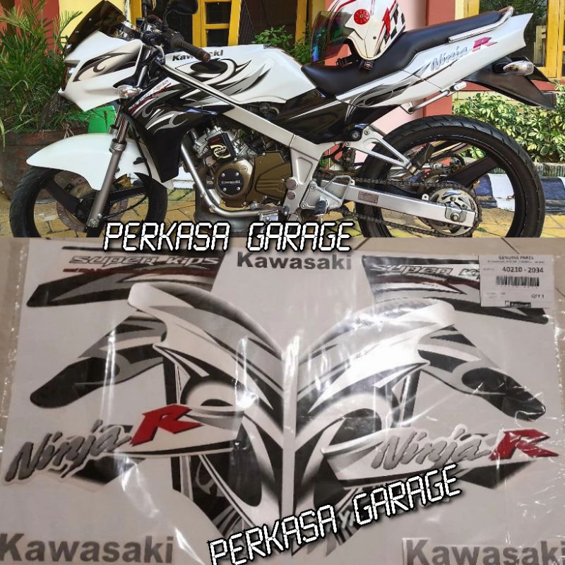 Jual stiker striping NINJA R 2012 (KEONG) warna putih HD metalik ...