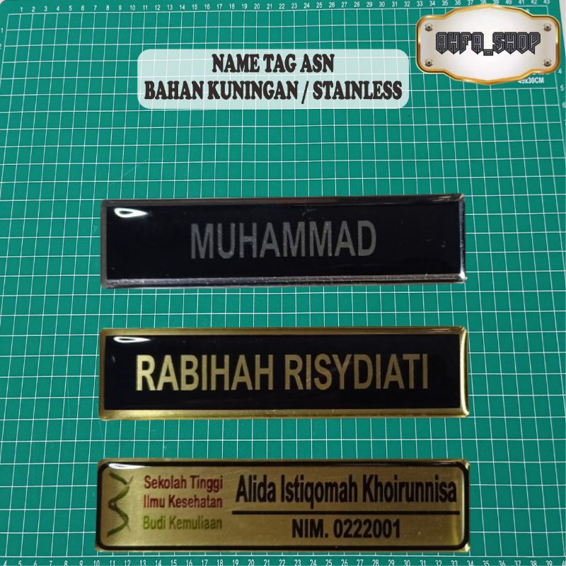 Jual Name Tag kuningan, stainless / papan nama bahan Kuningan ...