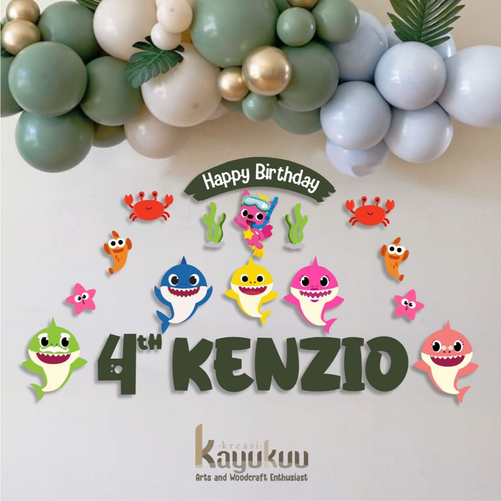 Jual Kreasikayukuu Dekorasi Pesta "TEMA BABY SHARK" Bahan Cutting ...